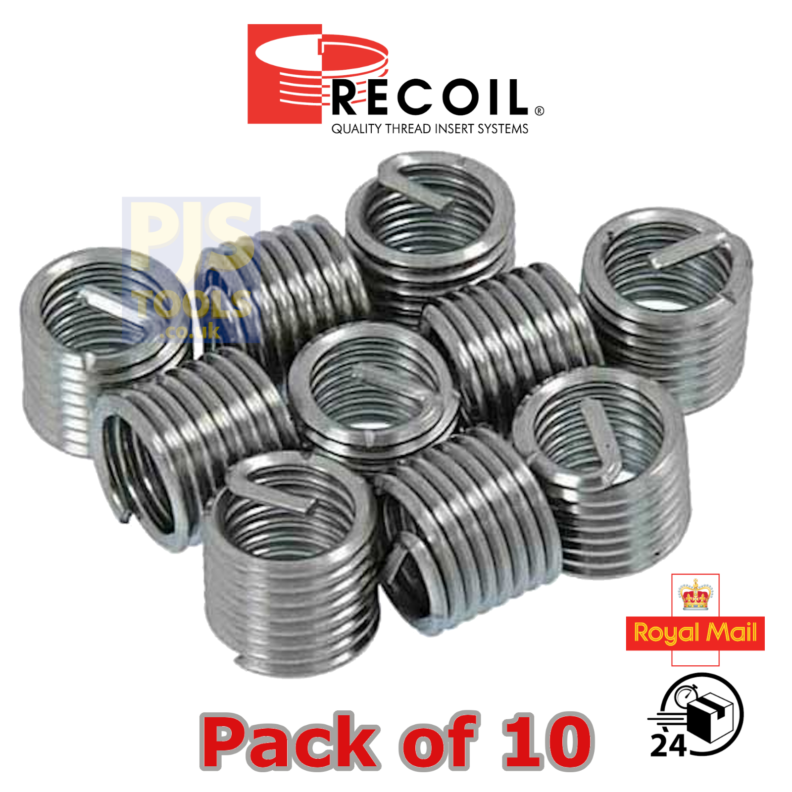 10 x Recoil helicoil type wire inserts metric Coarse M6 x 1.0 x 1.5D ...