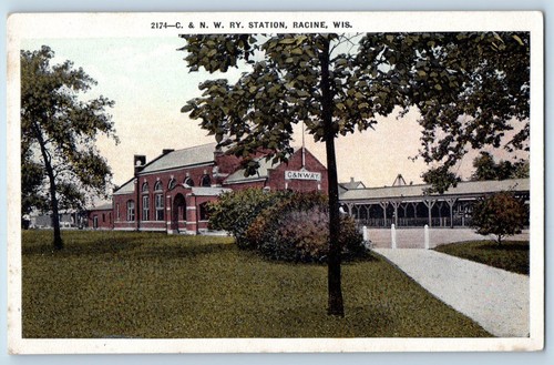 Racine Wisconsin WI Postcard C&NW RY Station Exterior View c1920 ...