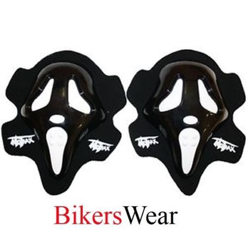 MOTRAX ROK Scream Black / White Motorcycle Knee Sliders (((((PAIR ...