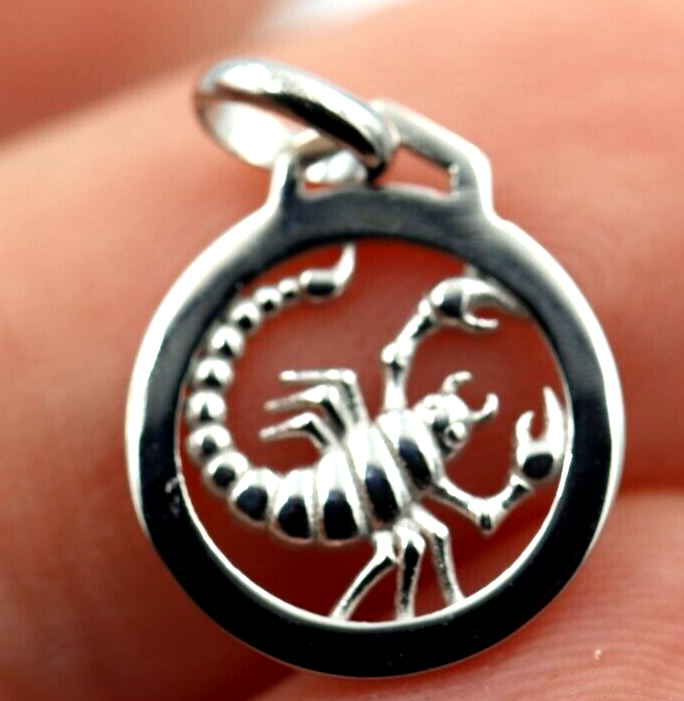 Genuine Small 12mm Sterling Silver 925 Scorpio Zodiac Pendant / Charm ...