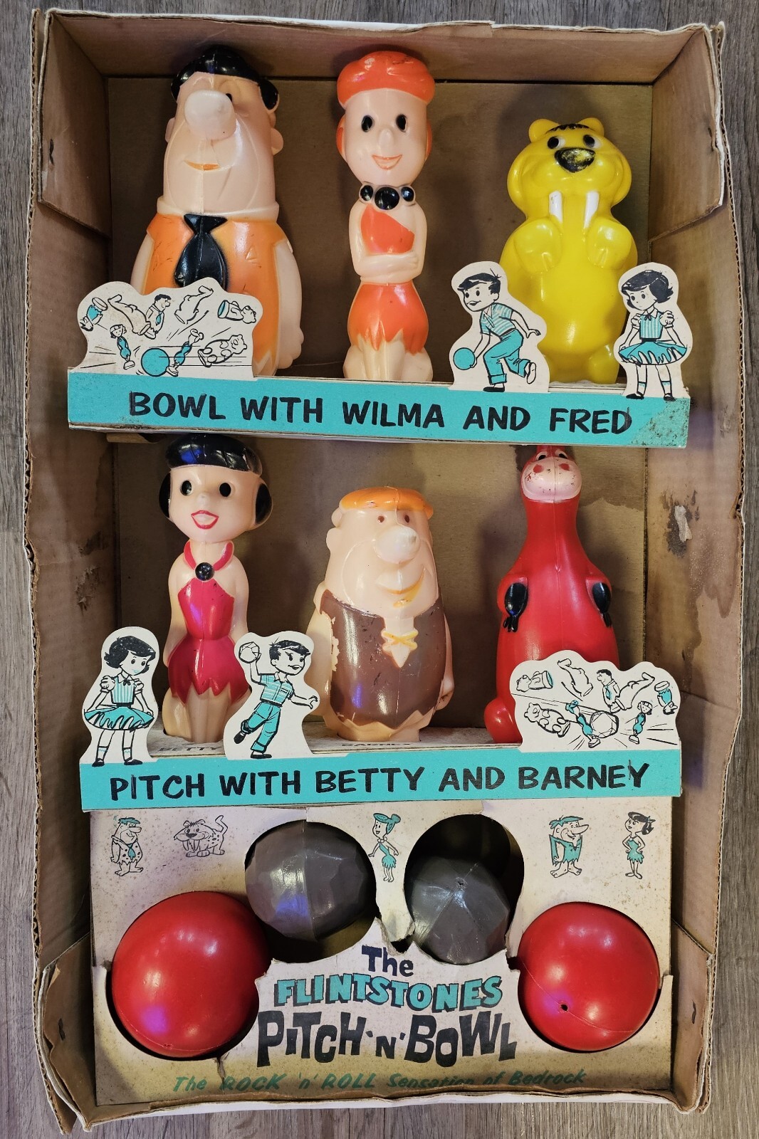 VINTAGE TRANSOGRAM 1961 THE FLINTSTONE PITCH AND BOWL TOY SET GAME + | eBay