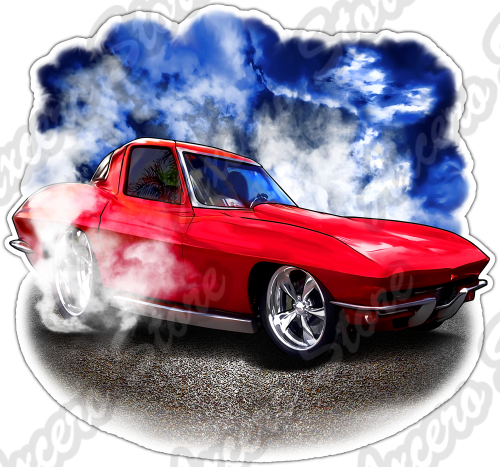 Classic Red Car Hot Rod Sport Vehicle Car Bumper Vinyl Sticker Decal 4. ...