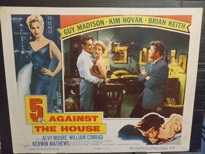 Lobby Card 1955 5 AGAINST THE HOUSE Kim Novak G Madison B Keith casino ...