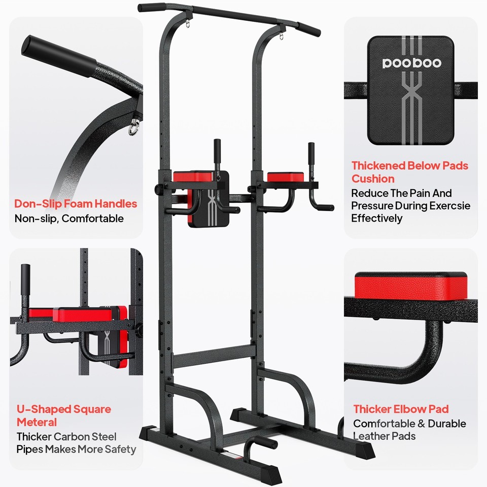 Power Tower Dip Station Adjustable Heavy Duty Pull Up Bar for Home Gym ...