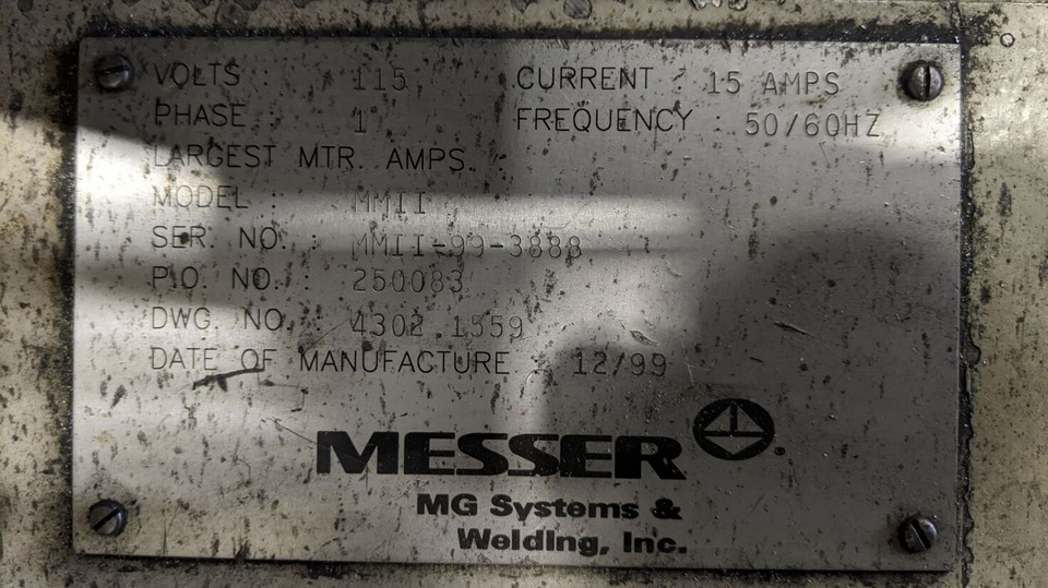 Messer 5 ft x 10 ft MetalMaster II Plasma Table w/ Hypertherm Edge Pro ...