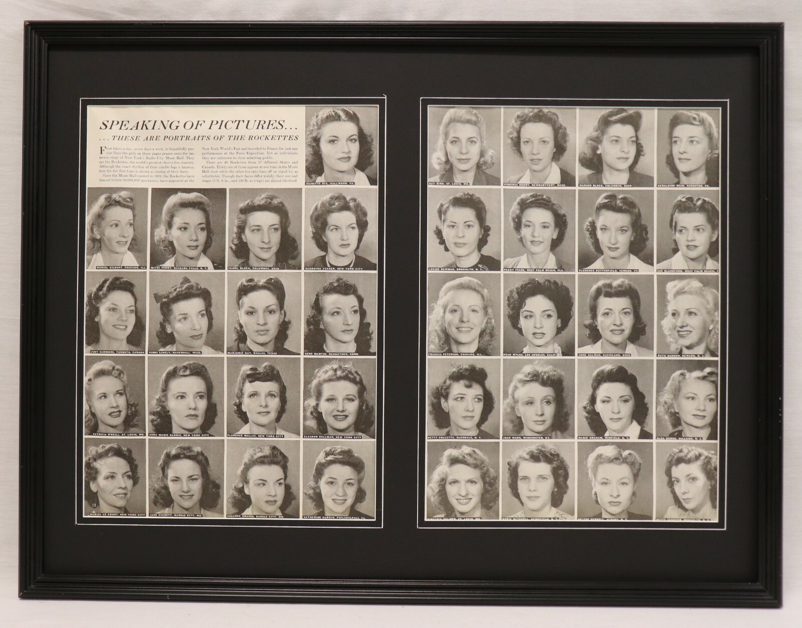 1942 Rockettes ORIGINAL Vintage Framed 18x24 Life Magazine Poster | eBay