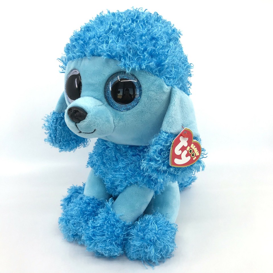 TY Beanie Boos Mandy Poodle Dog 2017 NEW 9in Medium Blue Sparkle Eyes ...