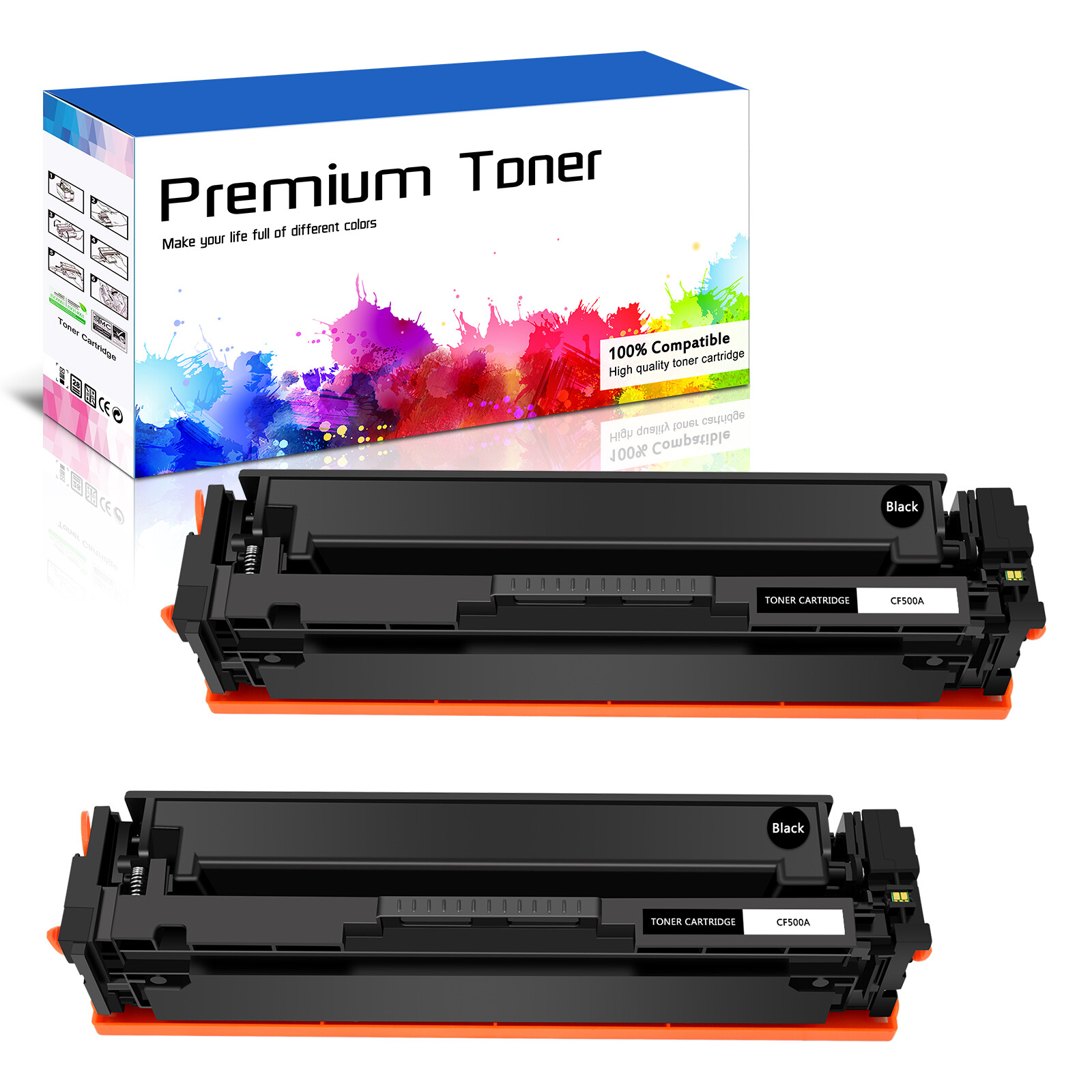 2PK Black CF500A 202A Toner for HP Color LaserJet Pro MFP M281fdn ...