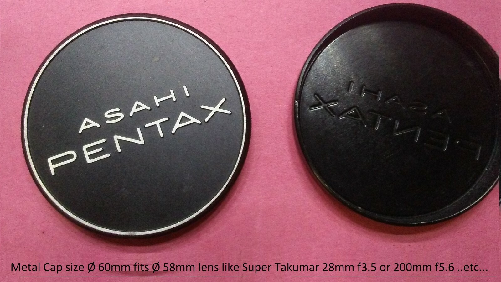 "" Asahi Honeywell Pentax Takumar Lens Cap Front rear M42 K cap ...