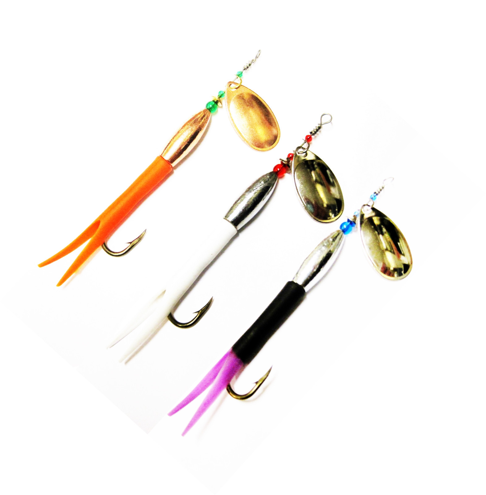 3 Flying C Spinners French Blades 3 Single Treble Hooks Salmon Trout ...