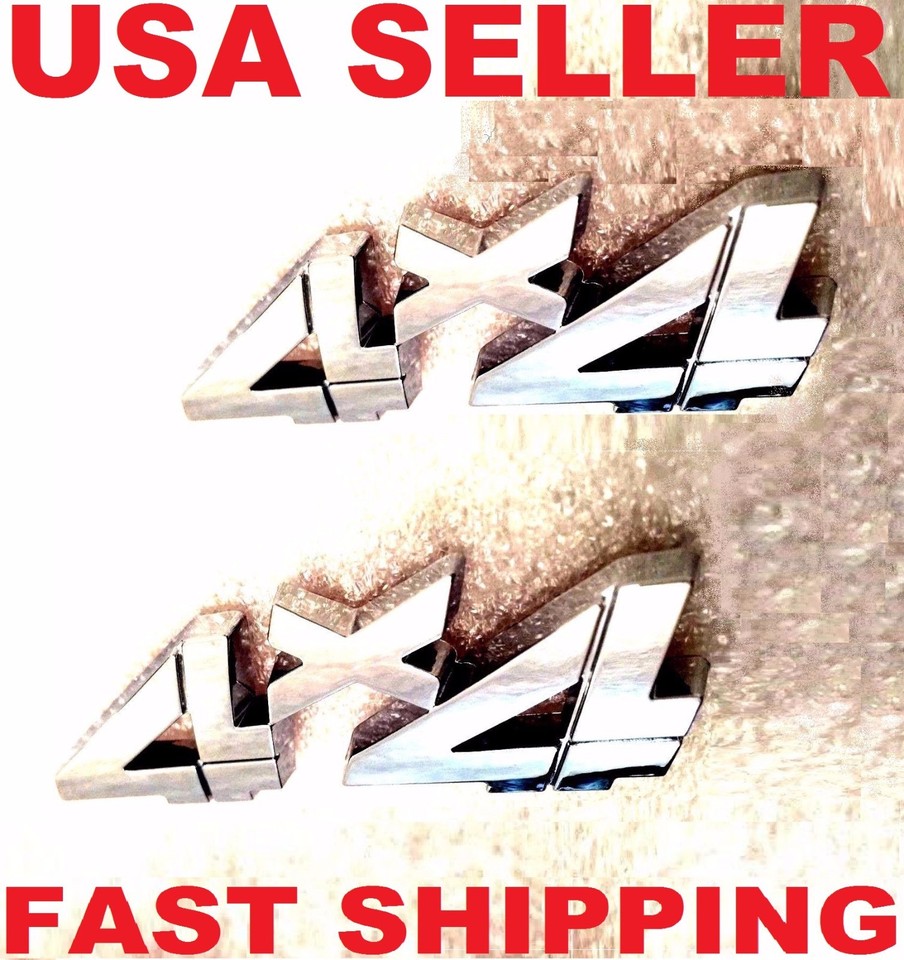 x2 Chrome 4 X 4 EMBLEM 3D 4X4 logo decal BADGE Rear Front Letters ...