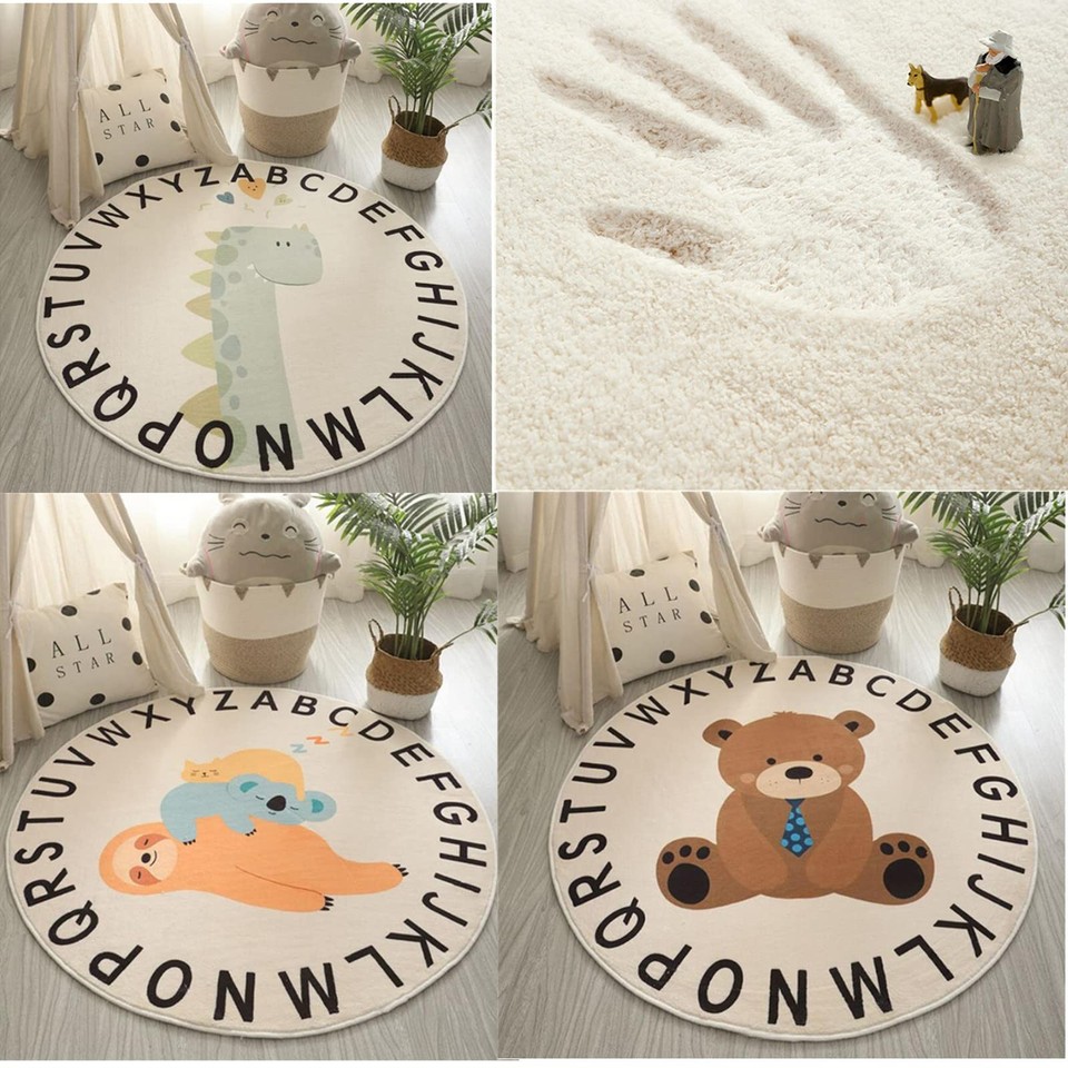 ABC Round Rug for Kids Soft Alphabet Nursery Area Rug Boys Girls ...