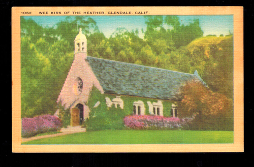 PC-2635**Vtg. Longshaw Card Co. Linen PC*Wee Kirk of the Heather ...