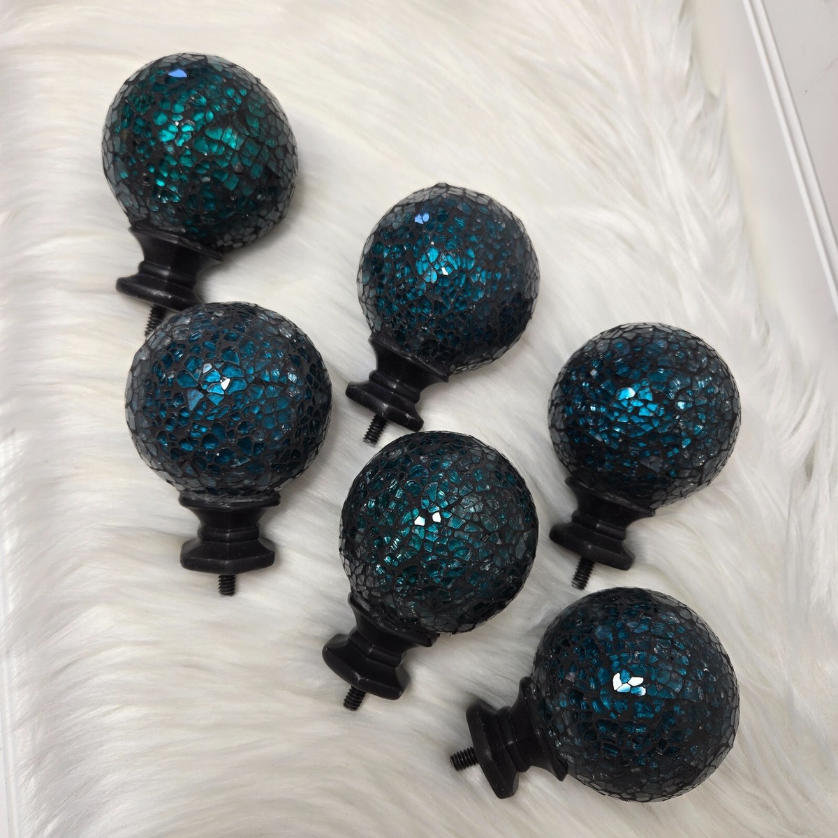 Blue Glass Curtain Rod Finials