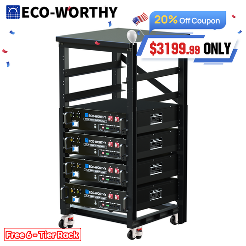ECO-WORTHY 4Pack 20.48kWh 48V 100AH Server Rack LiFePO4 Lithium Battery ...