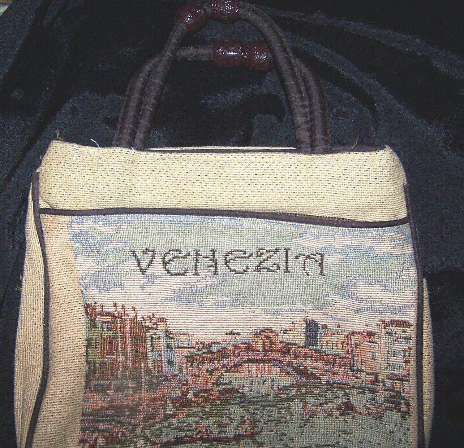 VENEZIA TAPESTRY PURSE (TWO TAPESTRIES) VINTAGE HANDBAG MEASURES: 9 ½ ...