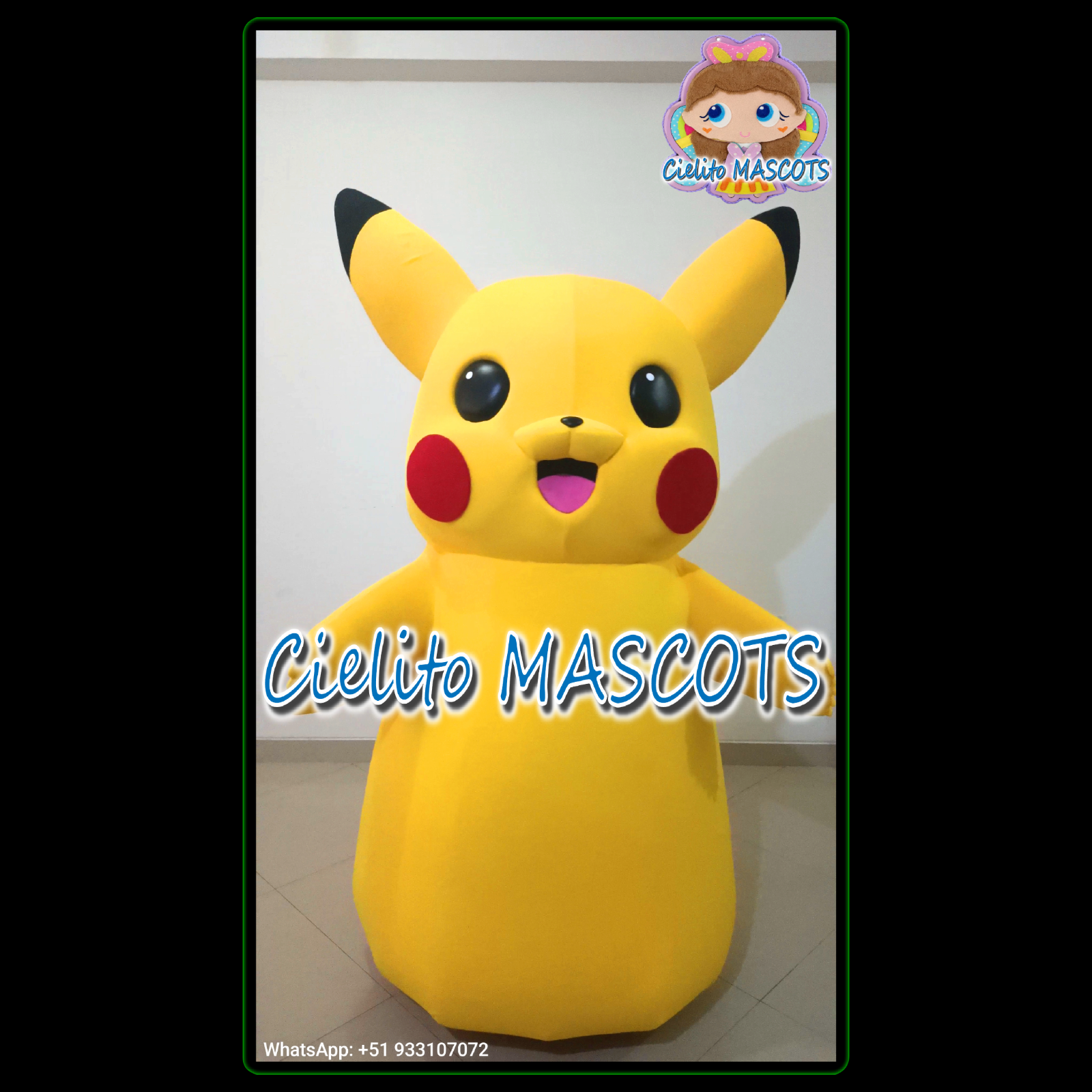 Pikachu Mascot Pokemon Costume cosplay botarga halloween cartoon ...