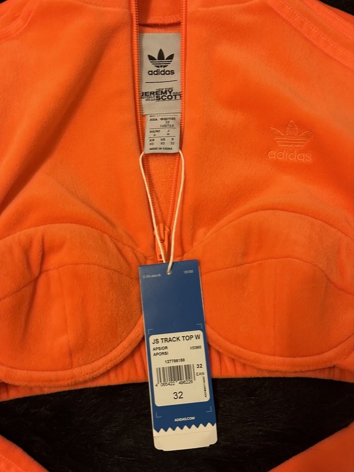 Adidas X Jeremy Scott Orange Track Jacket Crop Jacket Size XS | eBay