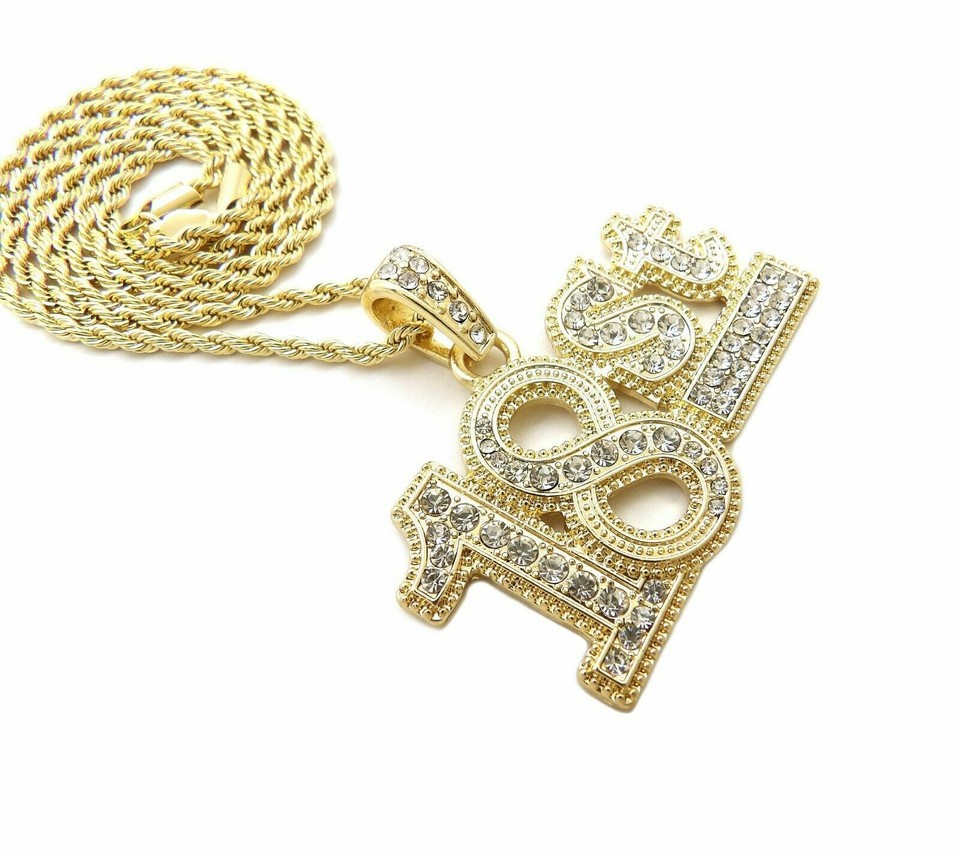 Hip Hop Iced Meek Mill 18ST Pendant & 18" 20" 24" Cuban Rope Box Chain ...