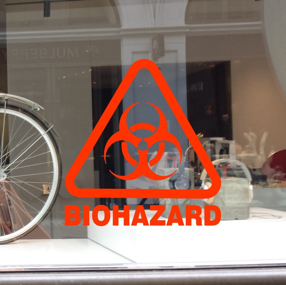 BIOHAZARD DECAL BIOSAFETY SYMBOL WARNING WINDOW WALL COMMERCIAL ...