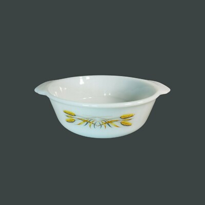 Anchor Hocking Fire King Golden Wheat 1-Quart Round Casserole Cookware ...