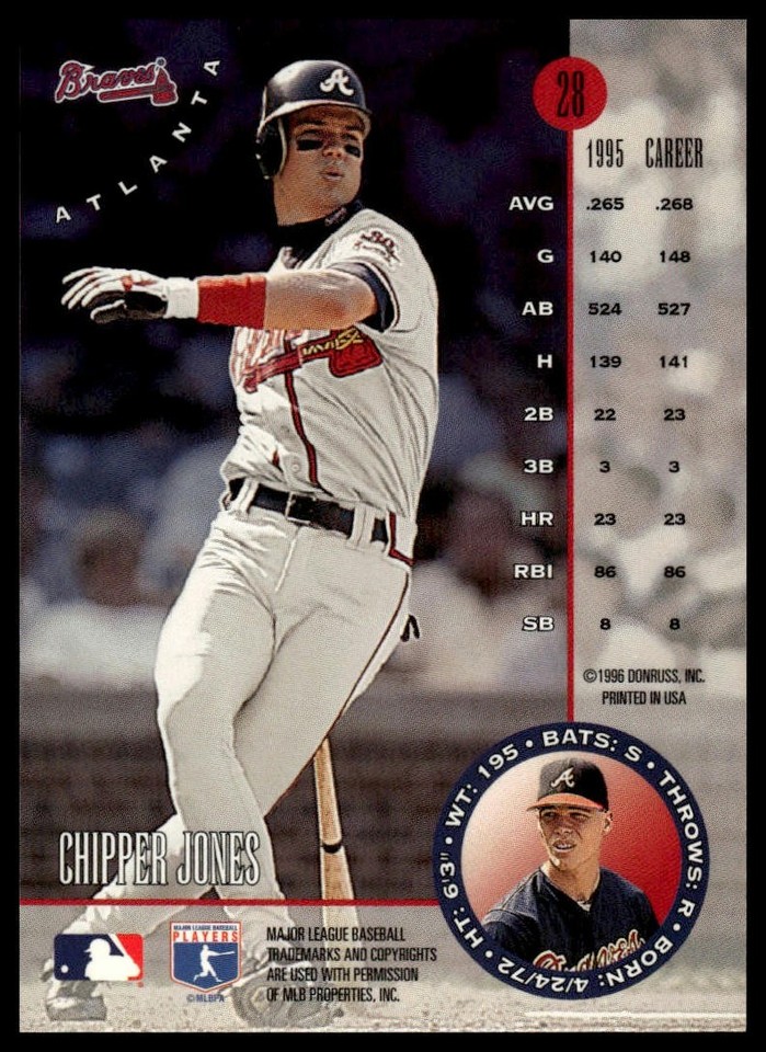 1996 Leaf #28 Chipper Jones | eBay UK