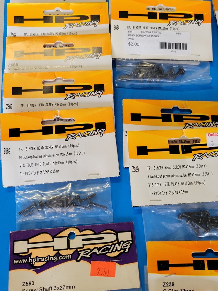 Vintage HPI Racing Misc Parts Lot (51) Pieces Hardware Screws C-clips ...