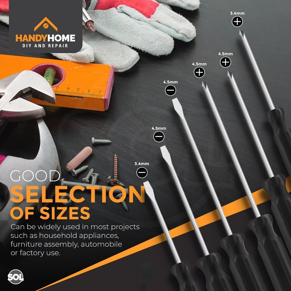 6pk Screwdriver Set Phillips Crosshead Slotted Flathead Non-Slip ...