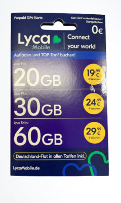 Lyca-Mobile Prepaid Simkarte, Vodafone D2 Netz 4G inland & Ausland ...
