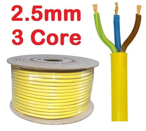 2.5mm YELLOW Arctic Grade 110v 3 Core Flex Cable Outdoor Wire sold per ...