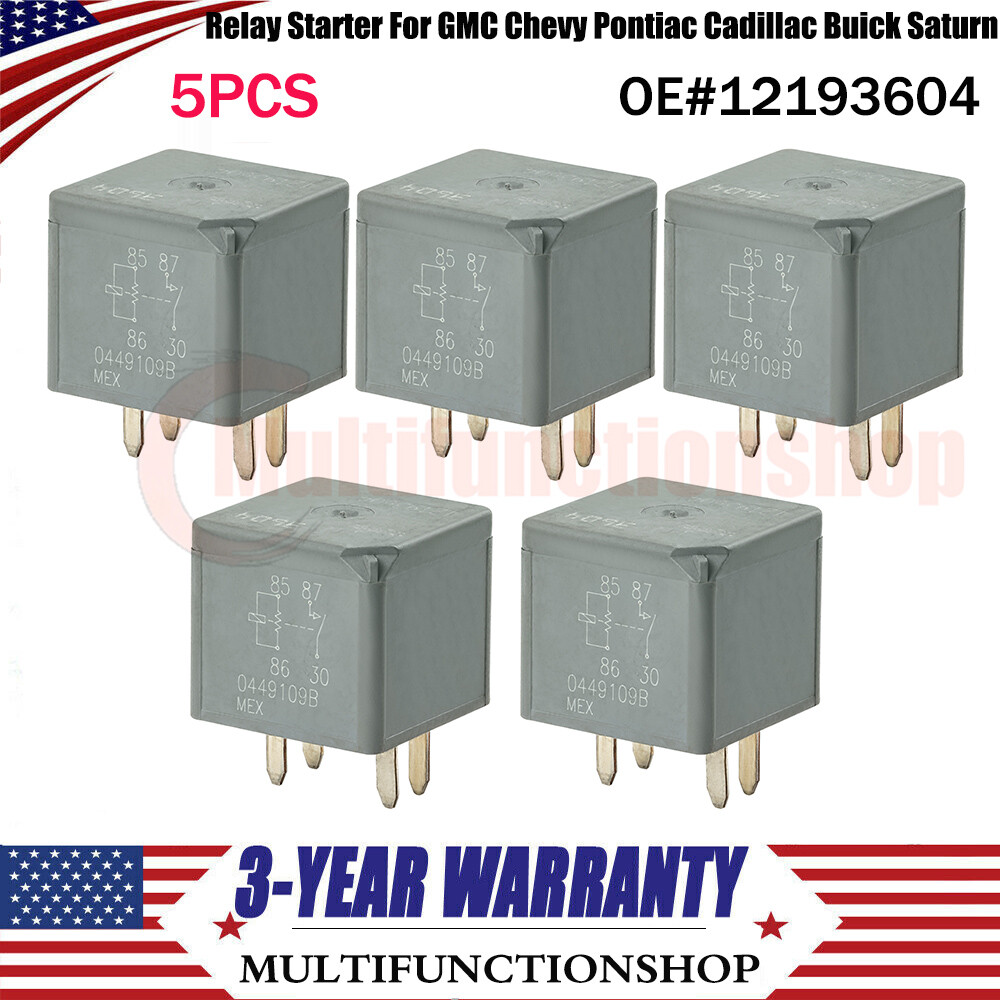 5PCS 4-Pins Relay Starter for GMC Chevy Pontiac Cadillac Buick Saturn ...