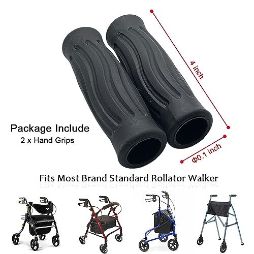 Rollator Walker Crutch Hand Grips Replacement for Elderly & Disabled ...