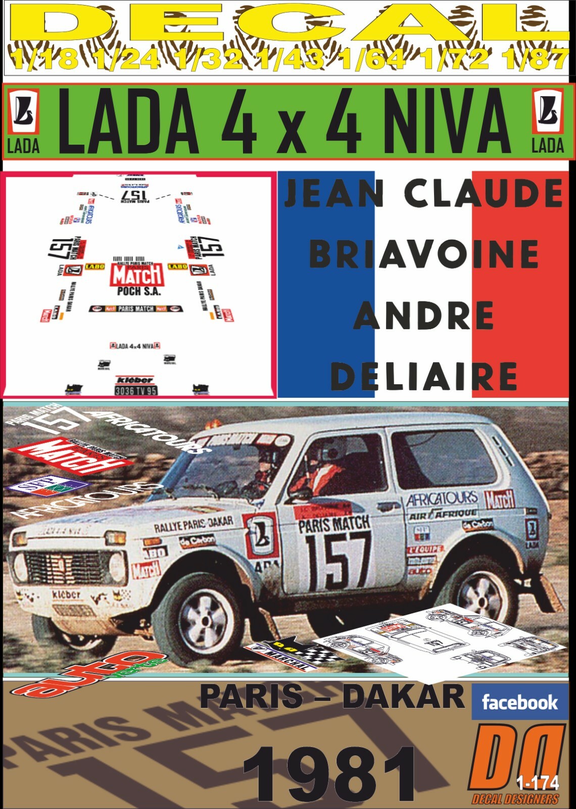 DECAL LADA NIVA JEAN-CLAUDE BRIAVOINE PARIS DAKAR 1981 (06) | eBay