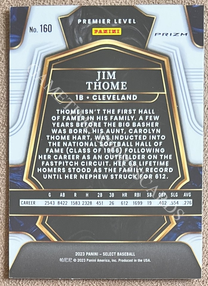 Jim Thome 2023 Panini Select Retail Silver Prizm Premier #160 Parallel ...