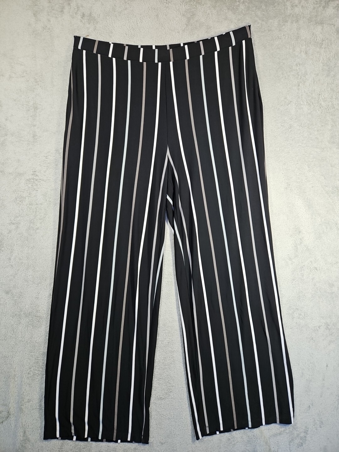 Susan Graver Printed Liquid Knit Pants Black w Grey White Stripes ...