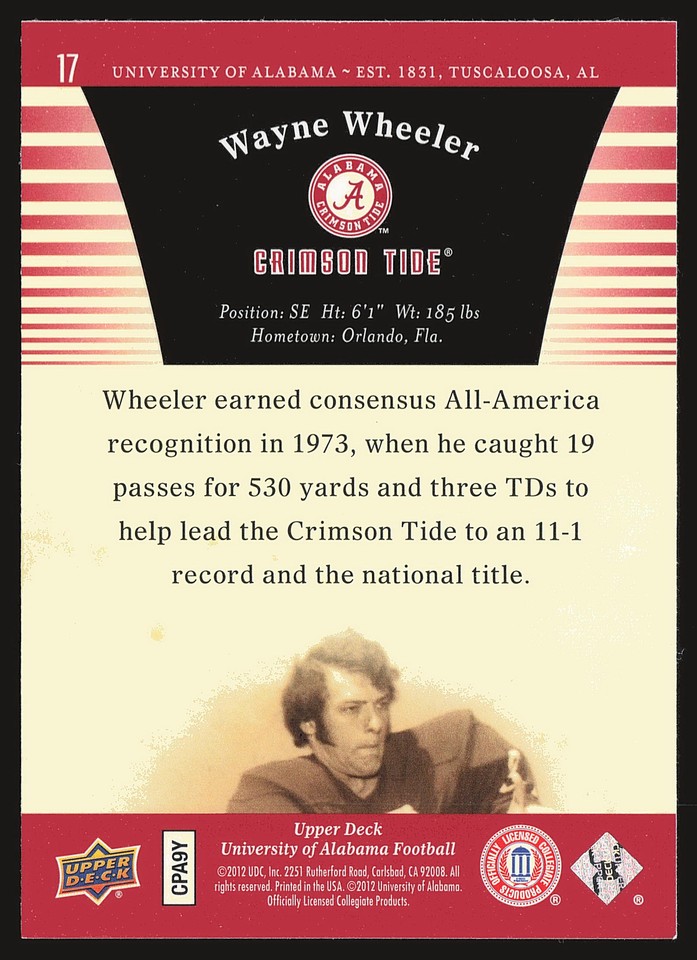 2012 Upper Deck University of Alabama #17 Wayne Wheeler | eBay