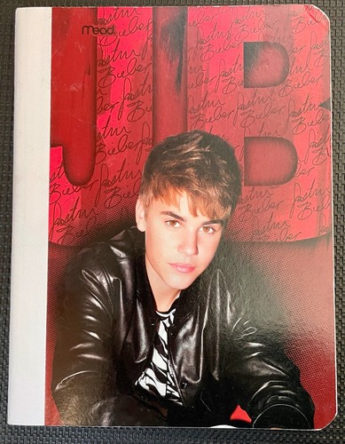 Young Justin Bieber In Black Leather Jacket Composition Notebook Circa ...