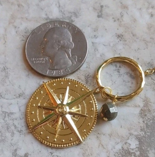 Gorjana 14k Natural Turquoise point Hematite gem Compass Lariat ...