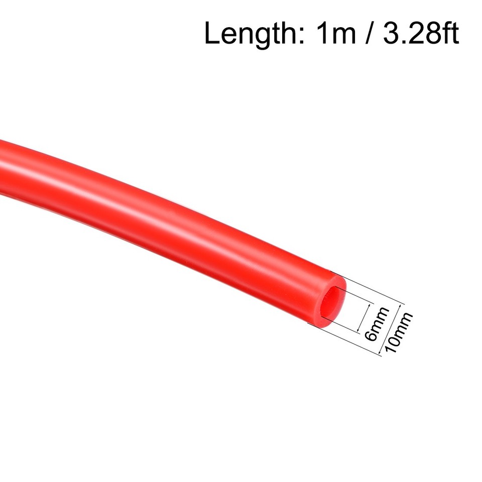 Silicone Tubing 6mm ID X 10mm OD 3.28ft 1m Flexible Tube Air Hose Red ...