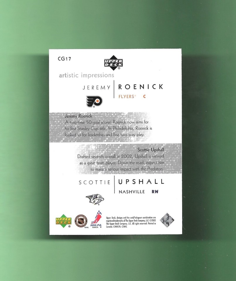 2002-03 UD Artistic Impressions COMMON GROUND # CG17 JEREMY ROENICK ...