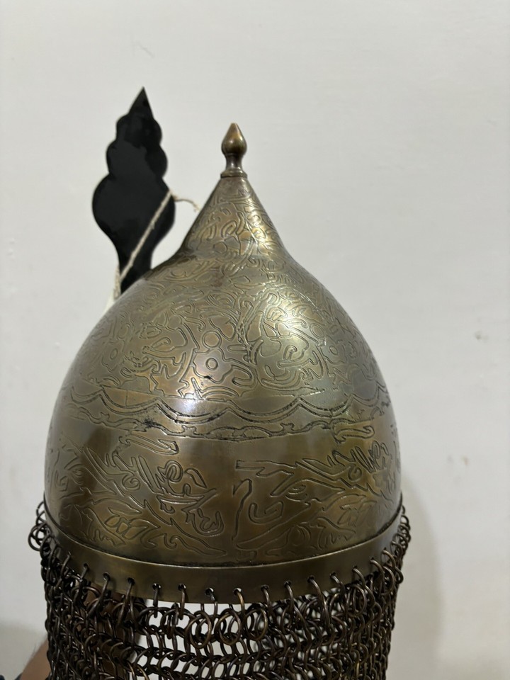 Indo-Persian Islamic Helmet 18 Gage Steel Armor Helmet With Chain Mail ...