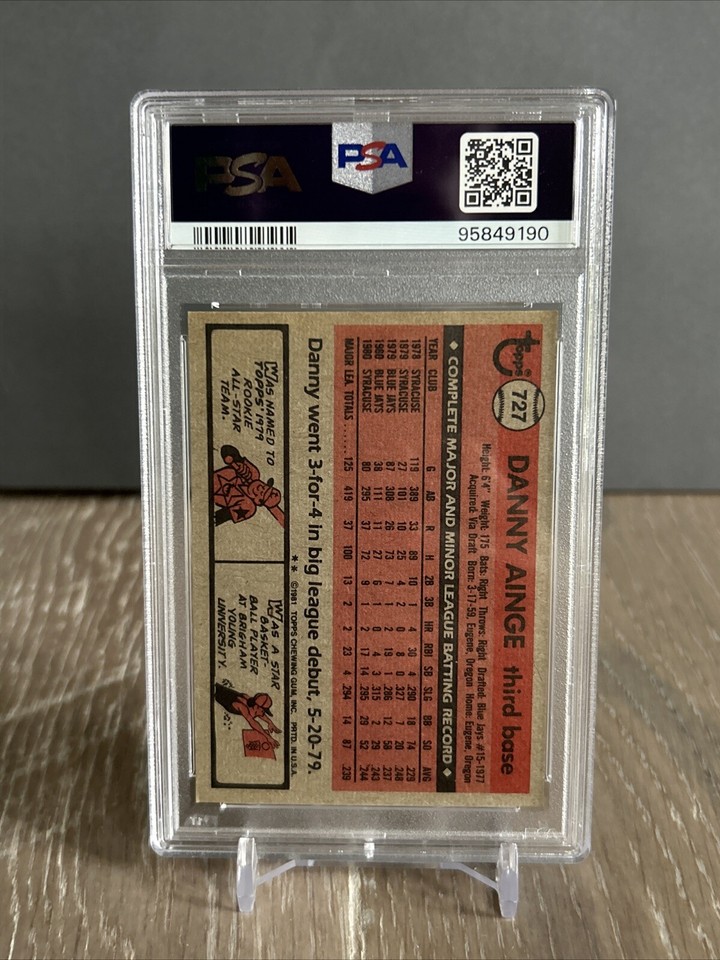 1981 Topps Traded Danny Ainge Base #727 Blue Jays Boston Celtics PSA 8 ...