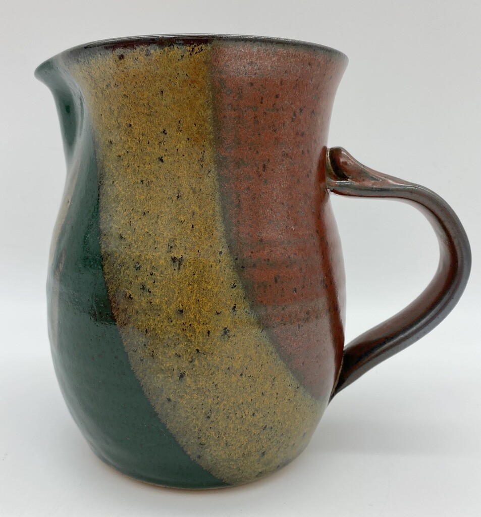 6 3/4 in Pitcher Studio Pottery Signed by potter St Myers Green Tan Red 48 oz | eBay
