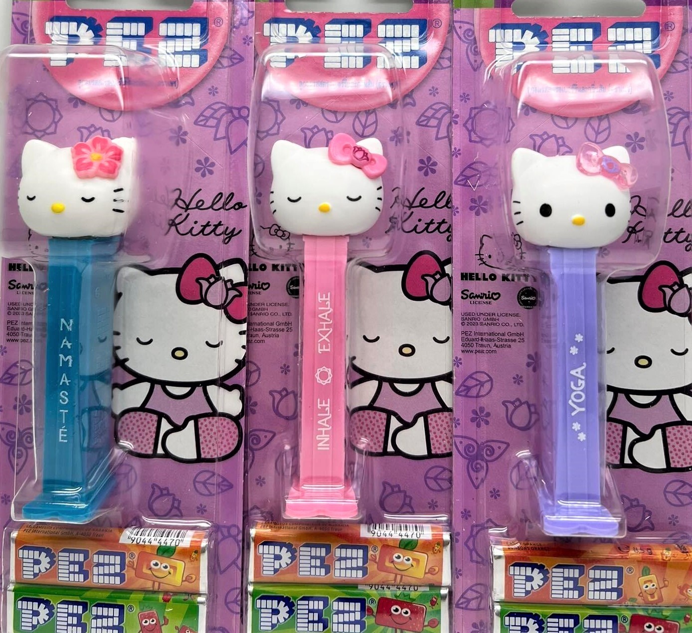 PEZ, Hello Kitty 2023, Namaste , Set of 3, MOC,** Can not ship to USA right now | eBay