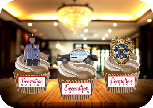 American Police Trio Mix - 12 PREMIUM STAND UP Edible Cake USA Cop Car ...