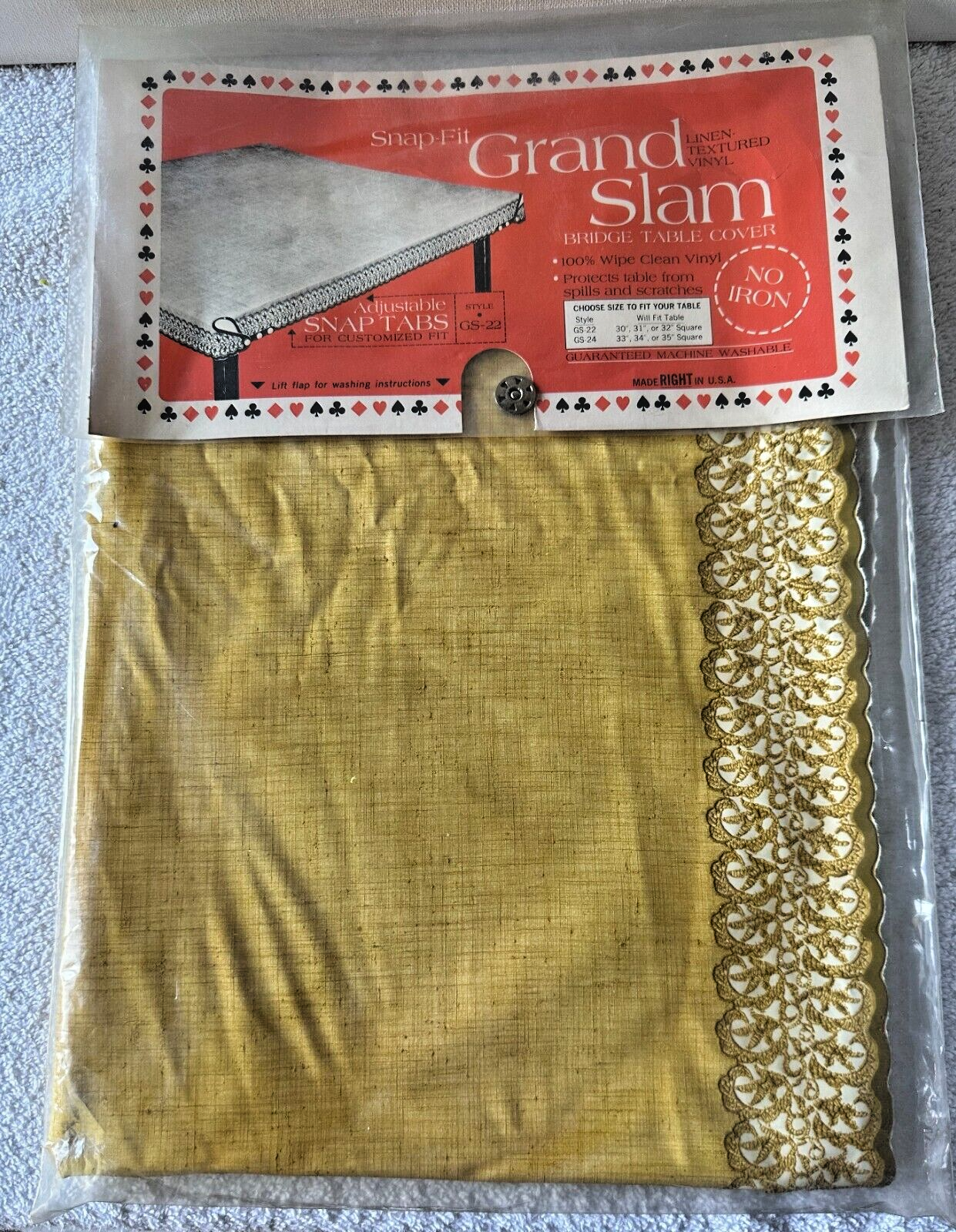 Vintage Gold Bridge Card Table Cover Tablecloth Snap Fit Linen Texture ...