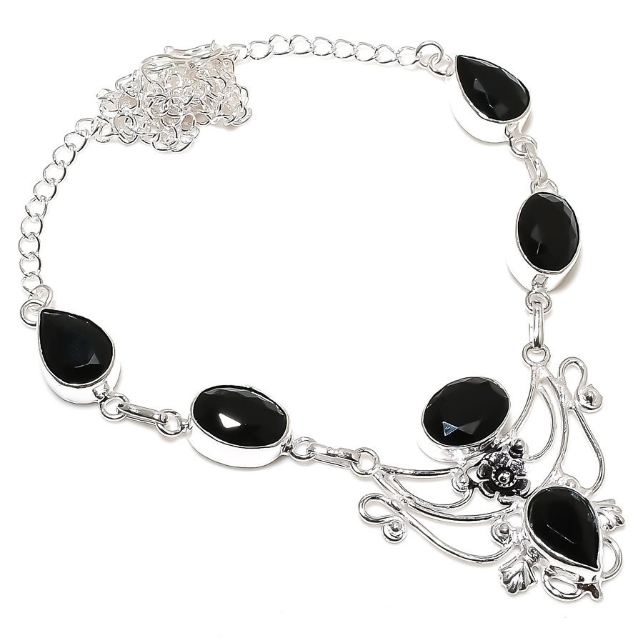 Black Spinel Gemstone Handmade 925 Sterling Silver Jewelry Necklace ...
