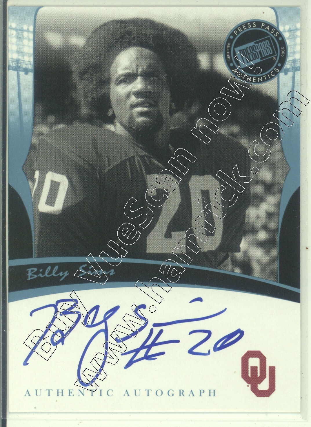 billy sims auto autograph oklahoma sooners ou college 2006 | eBay