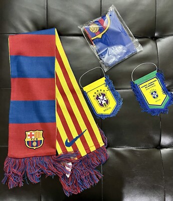 FCB BARCELON NIKE SCARF BRASIL PENNANT UEFA SOCCER BANNER 2015 | eBay