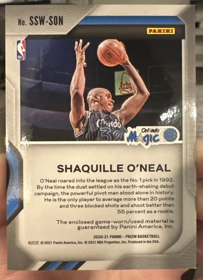 20-21 Shaquille O'Neal Shaq PANINI PRIZM Patch CHROME SSW-SON ...